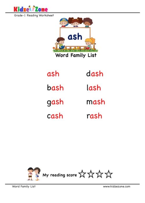Explore and learn words from "ash" word - KidzeZone