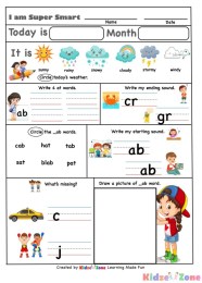 Ab Word Family Super Sheet Kindergarten Worksheet