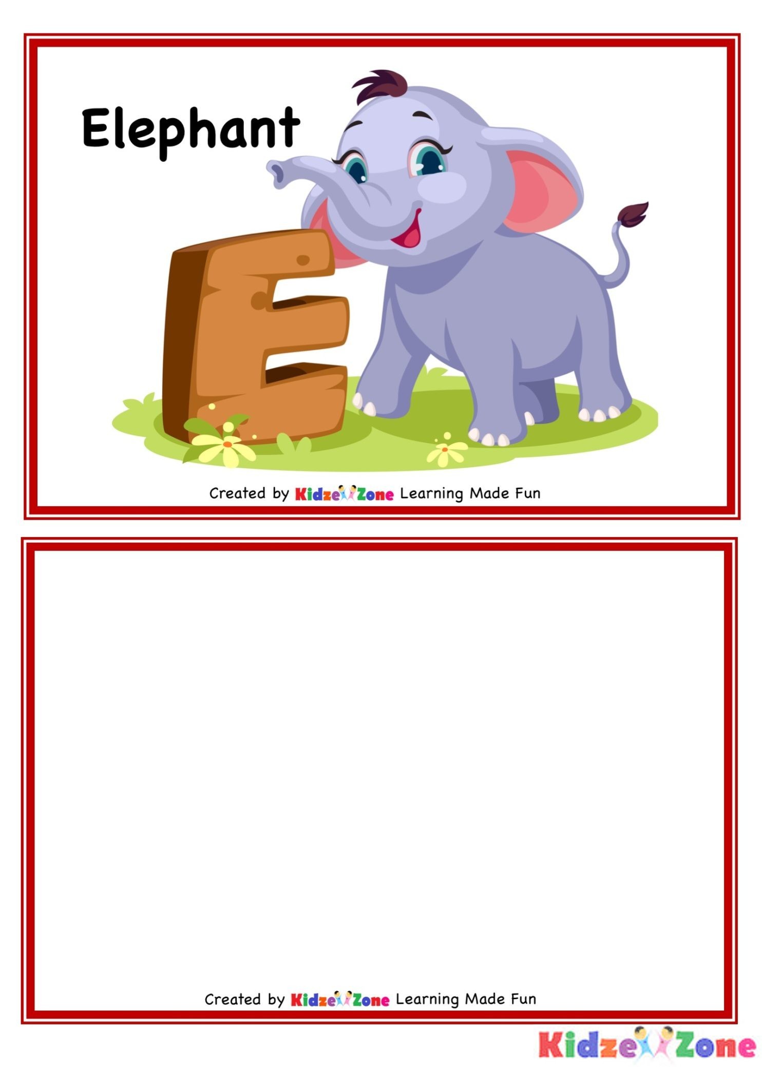 Kindergarten Letter E Flash Card Worksheet - KidzeZone