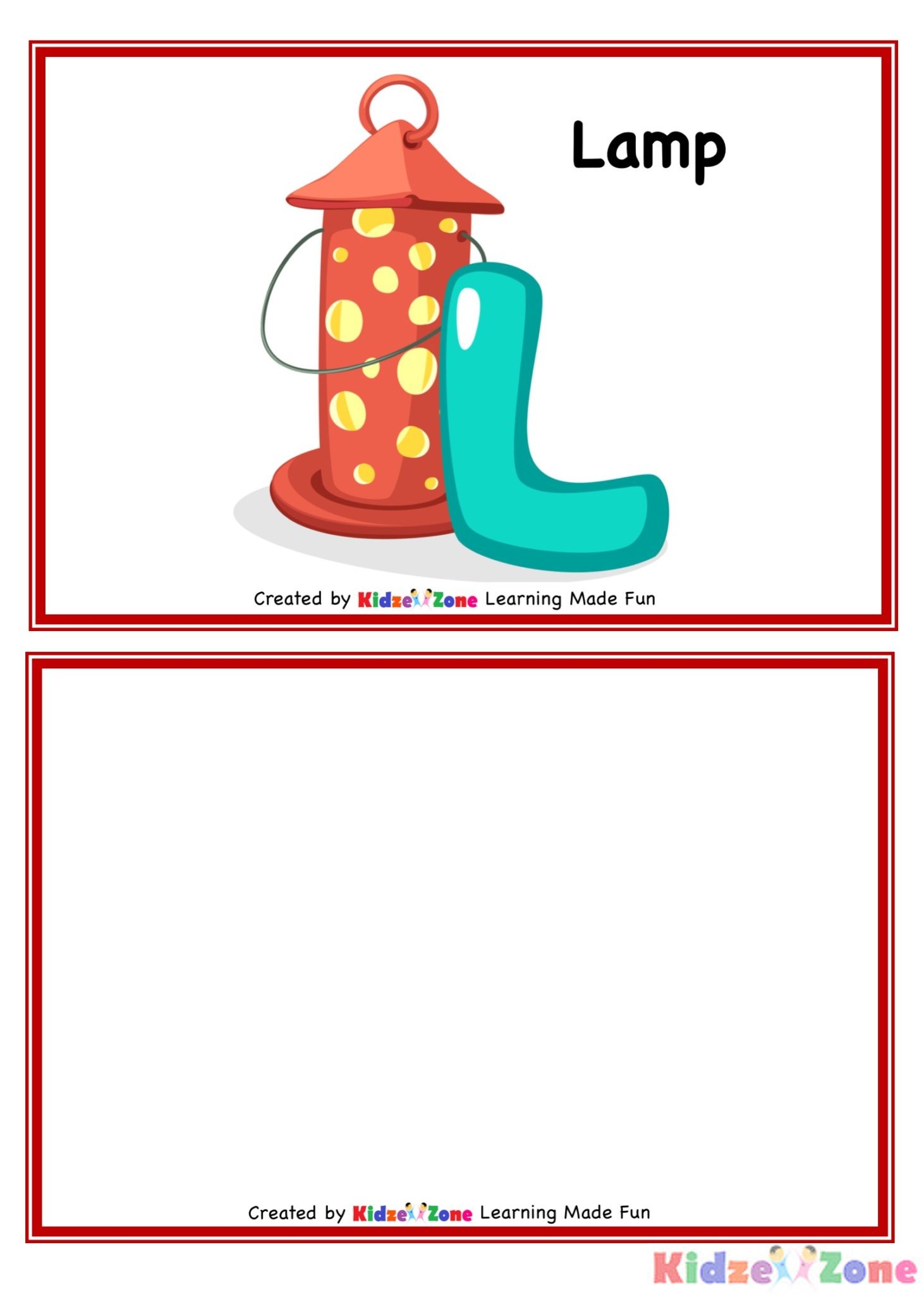 Kindergarten Letter L Flashcard worksheet - KidzeZone
