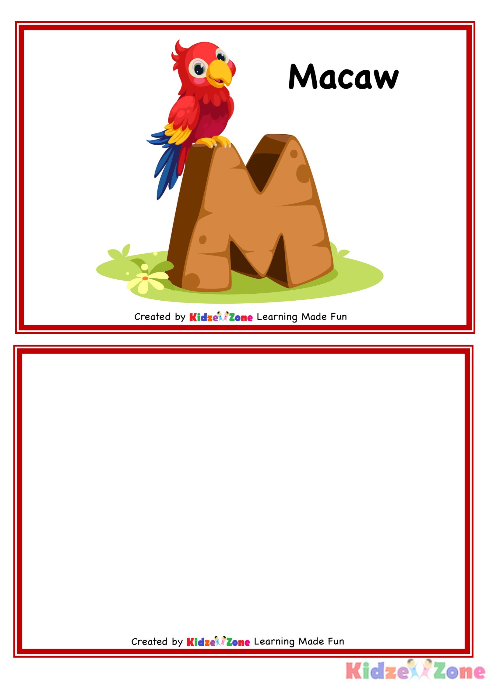 Kindergarten Letter M Flash Card Worksheet - KidzeZone