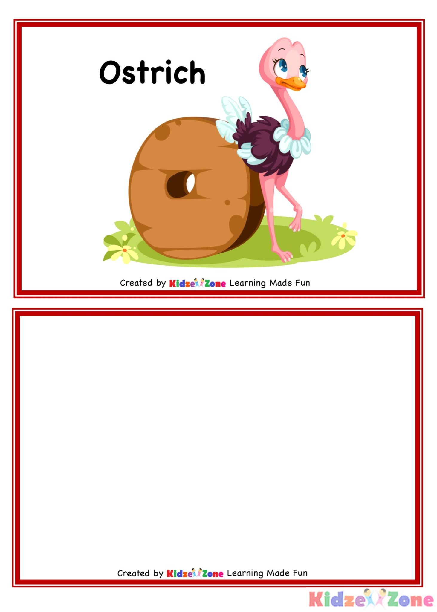 Kindergarten Letter O Flashcard worksheet - KidzeZone
