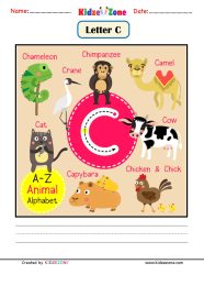 Kindergarten Letter C Animal Picture Cards Worksheet Kindergarten Letter C Animal Picture Cards Worksheet
