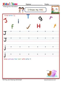 Kindergarten Letter Writing worksheets - Letter J - KidzeZone