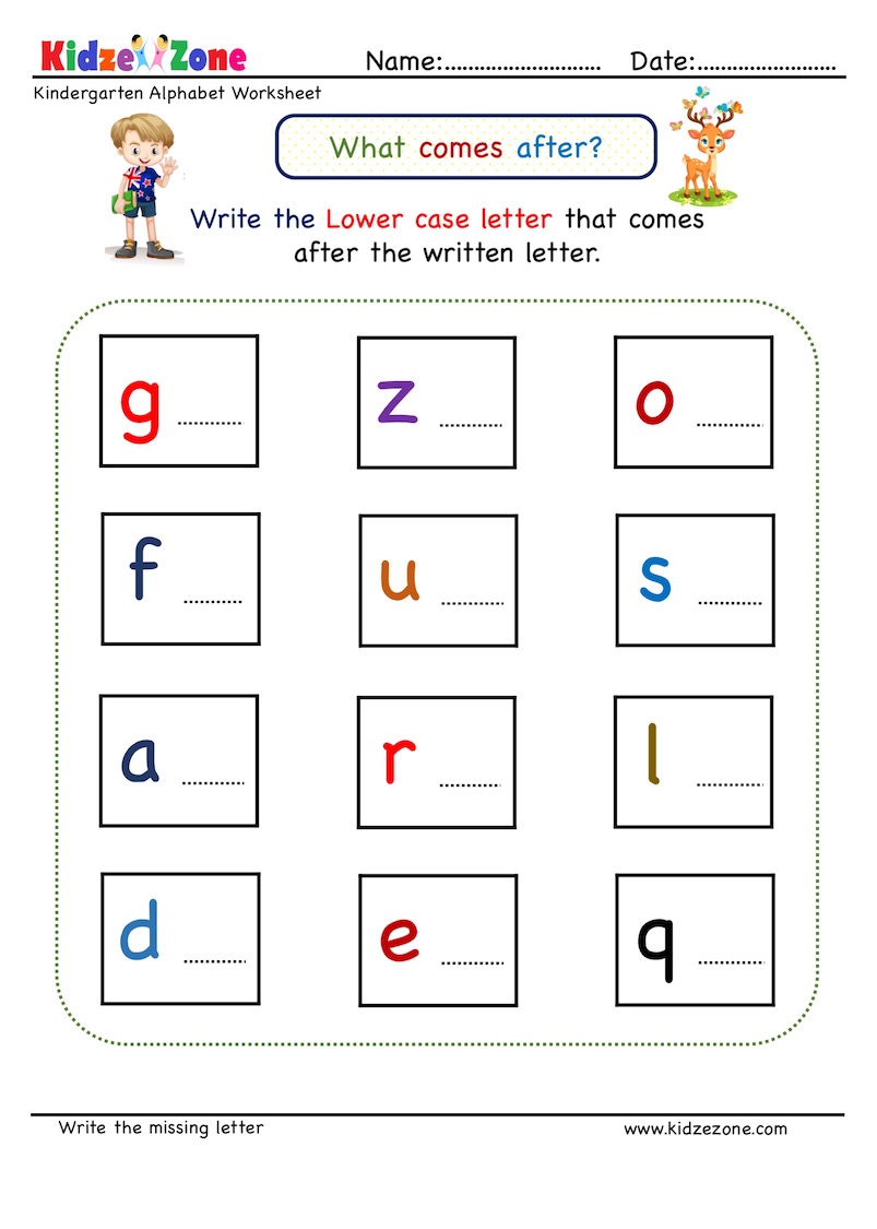 Kindergarten A to Z Missing Letter Worksheets - KidzeZone