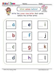 Kindergarten Missing Letter Worksheet What Comes Before
