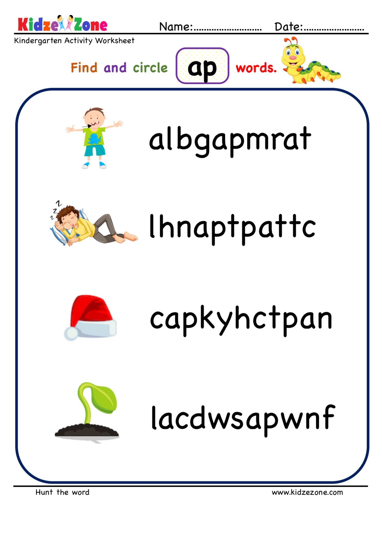 ap word family - Find and Circle Kindergarten activity worksheet