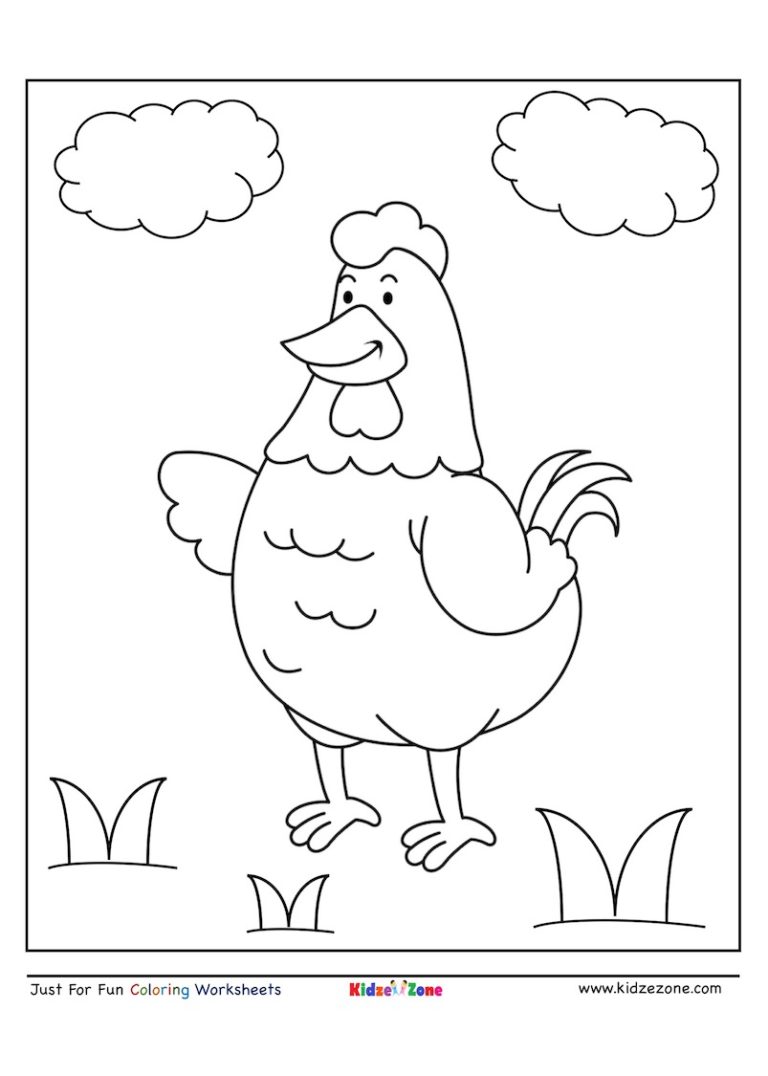 Hen coloring page - KidzeZone