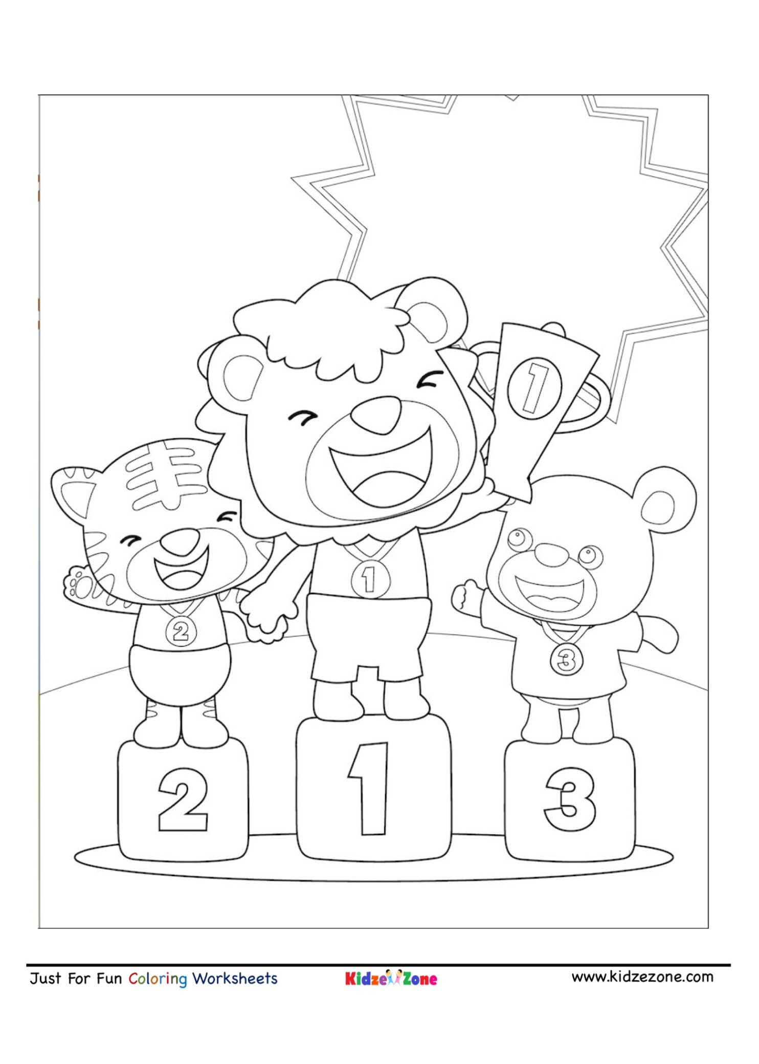 Podium with winners coloring page - KidzeZone