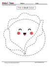 Cabbage Cartoon Trace and Color Worksheet - KidzeZone