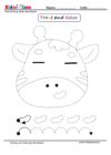 Giraffe Cartoon Trace and Color Worksheet - KidzeZone
