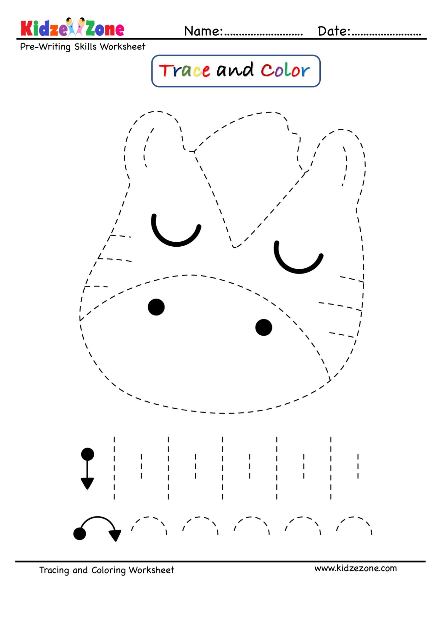 Zebra Trace and Color Worksheet - KidzeZone