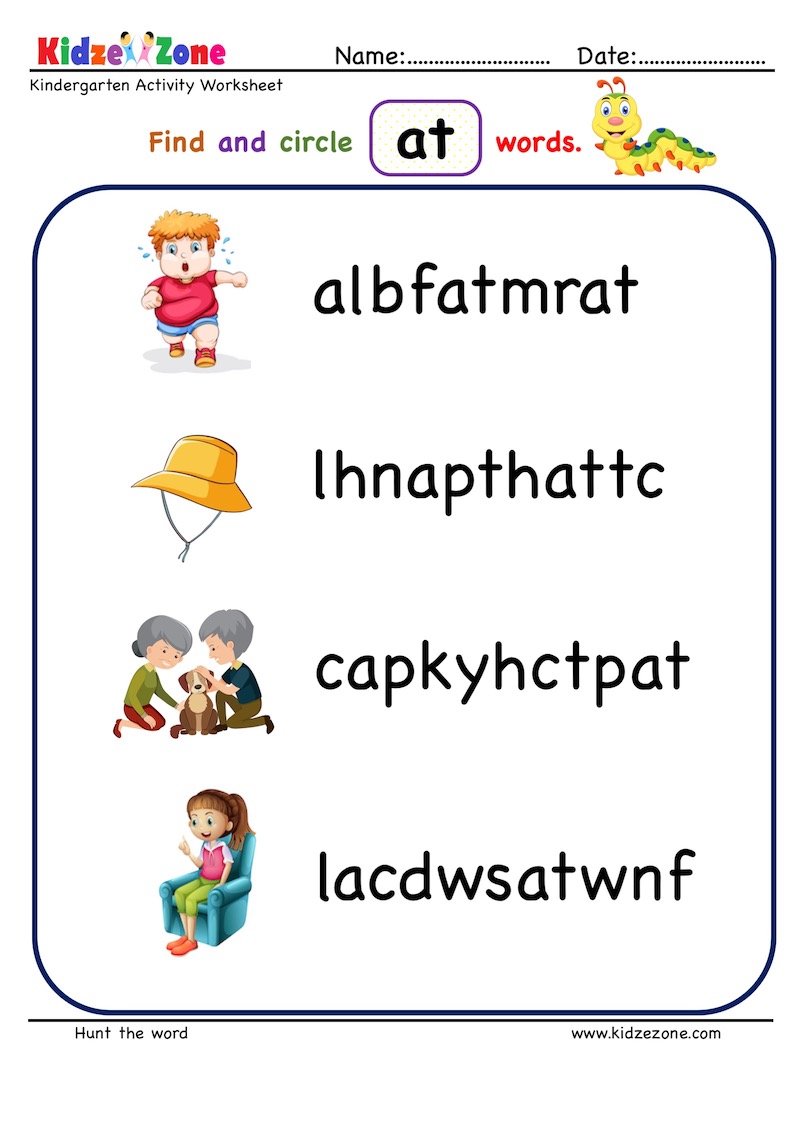 at word family - reading, pre-writing, writing and activity worksheets