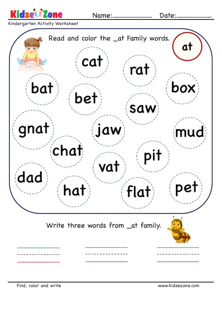at words find and Circle activity worksheet 4 - KidzeZone