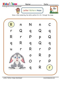 Letter R Maze Worksheet - KidzeZone