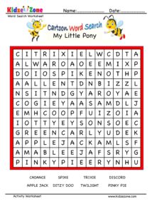 My Little Pony Word Search Puzzle - KidzeZone