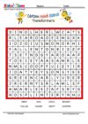 Transformer Cartoon Character Word Search - KidzeZone