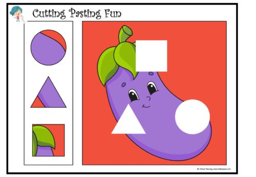 Cutting and Pasting Shapes worksheet 11 - KidzeZone