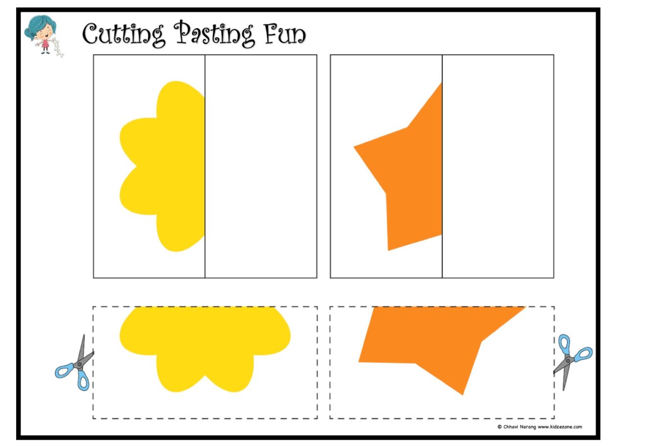 Cutting and Pasting Shapes worksheet 12 - KidzeZone