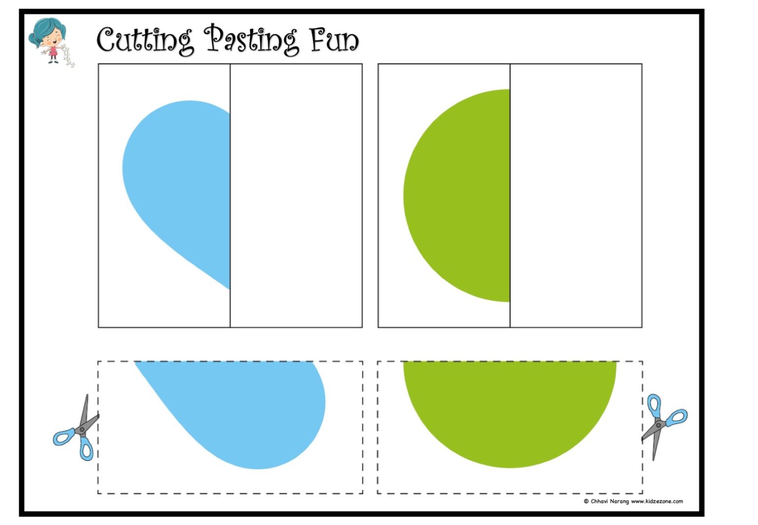 Cutting and Pasting Shapes worksheet 14 - KidzeZone