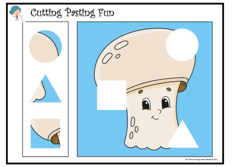 Shapes Cutting Pasting Worksheet 45- KidzeZone