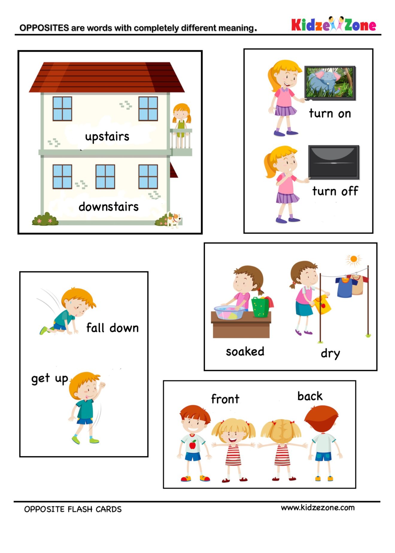 Find Opposites Fun Worksheet 11- KidzeZone