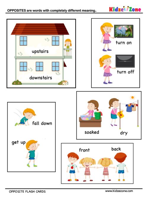 Find Opposites Fun Worksheet 11- KidzeZone