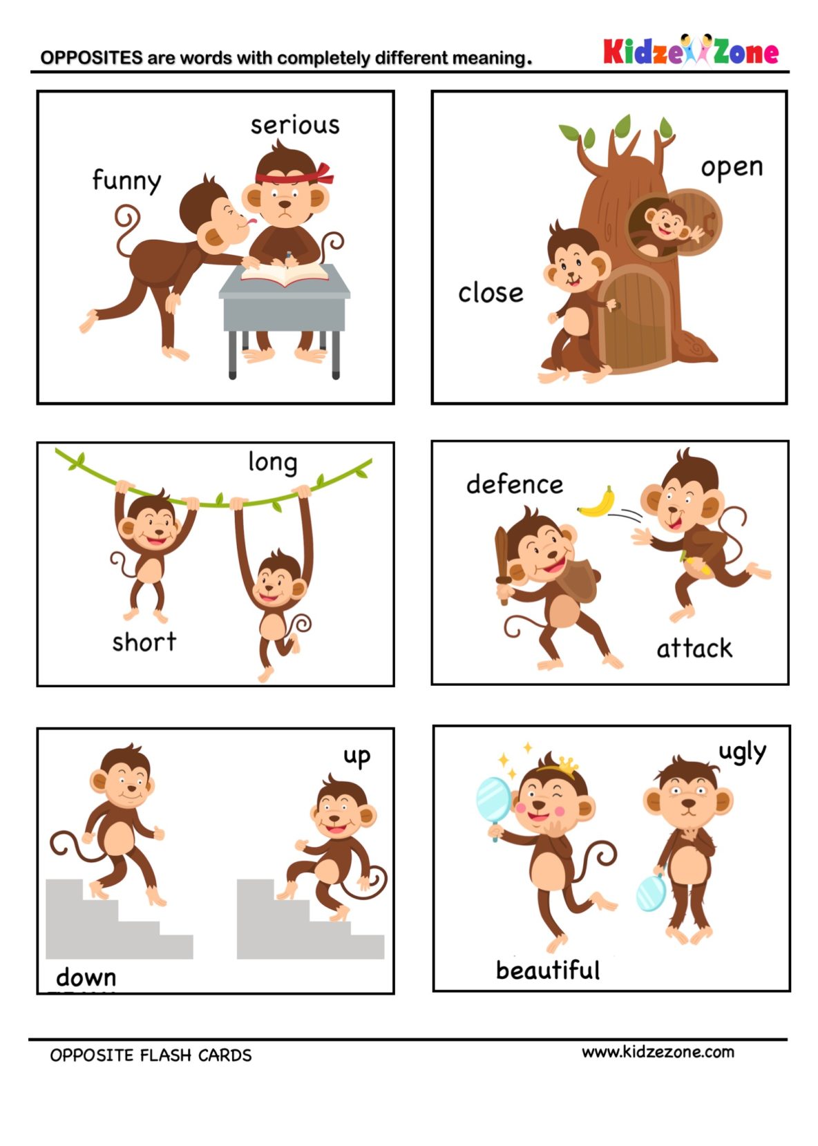 Find Opposite Fun Worksheet 3- KidzeZone