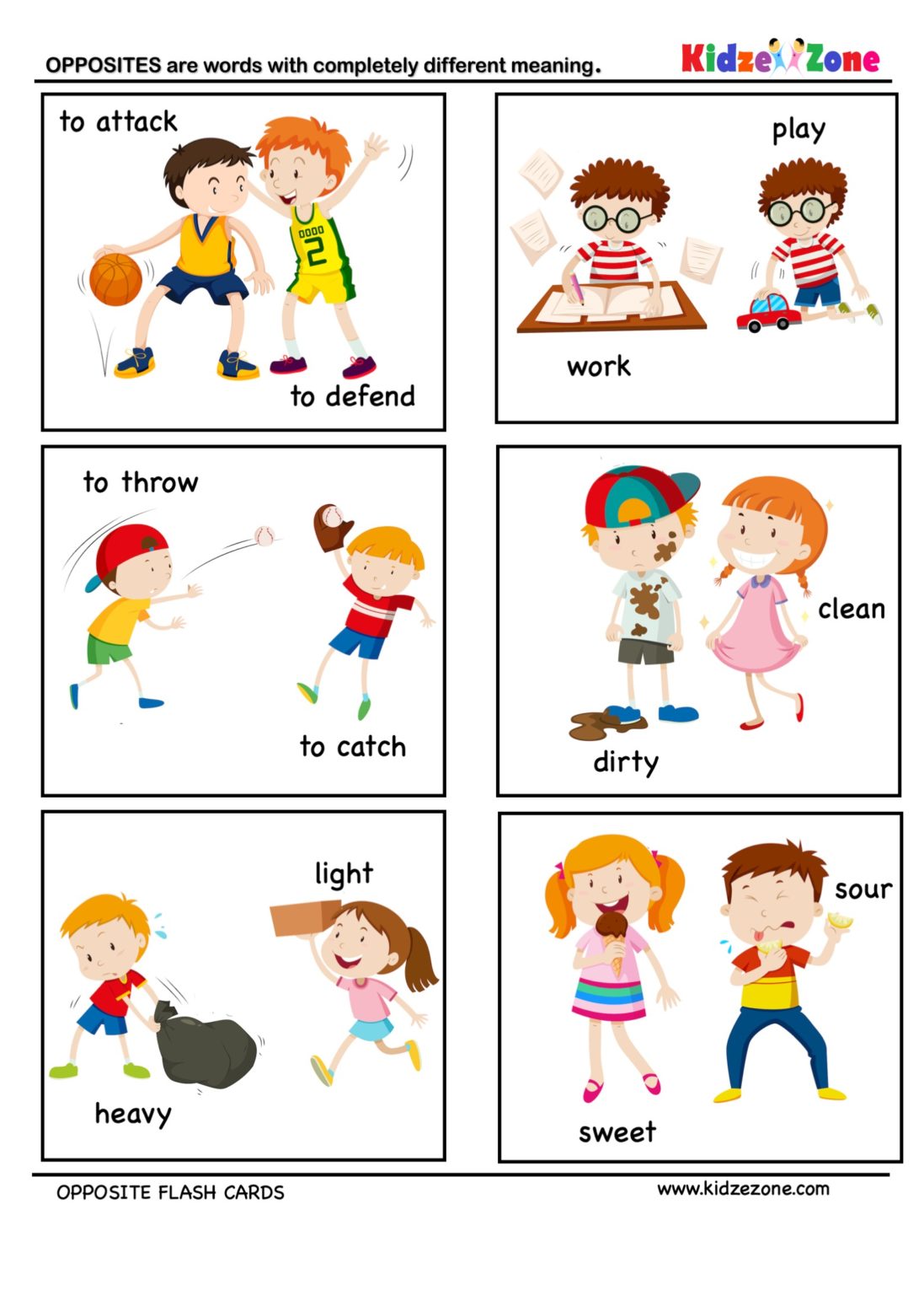 Find Opposite Fun Worksheet 6- KidzeZone
