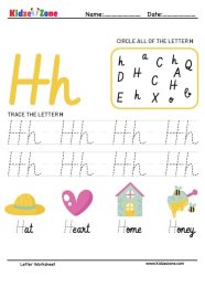 Letter H Tracing And Fun Worksheet KidzeZone Letter H Tracing And Fun Worksheet KidzeZone