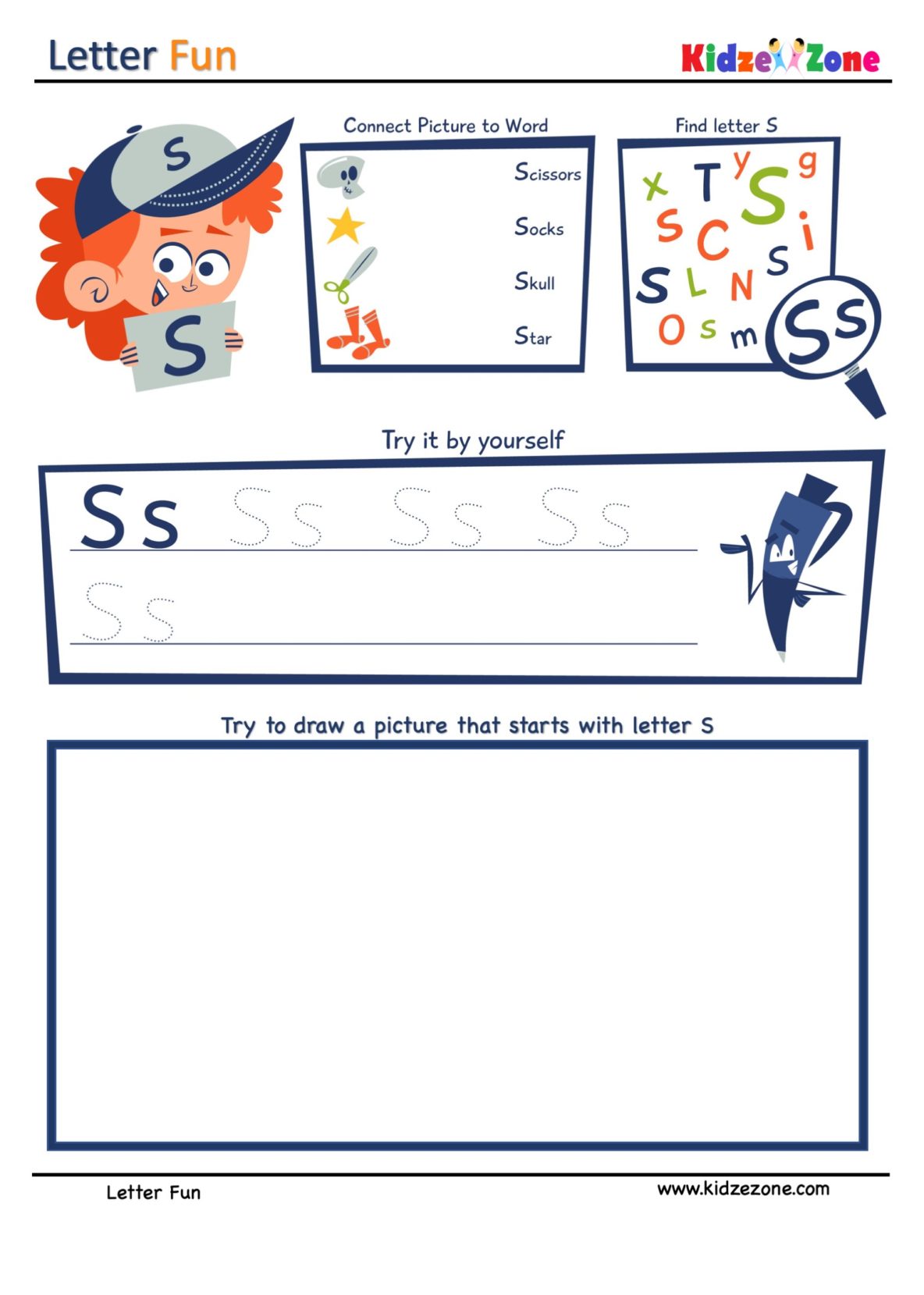 Letter S Super Smart Worksheet - KidzeZone
