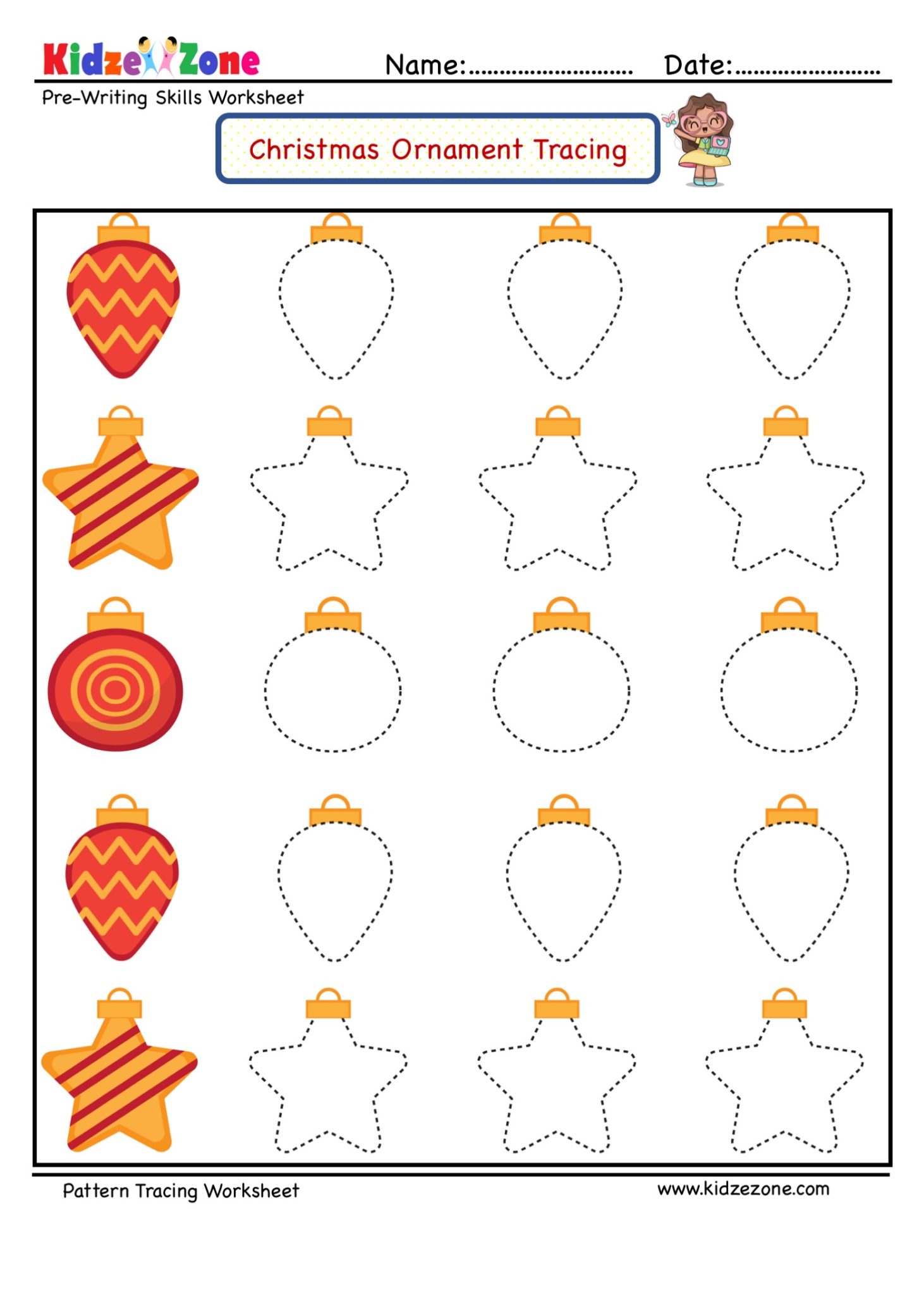Preschool Pattern Tracing Worksheet - 11- KidzeZone
