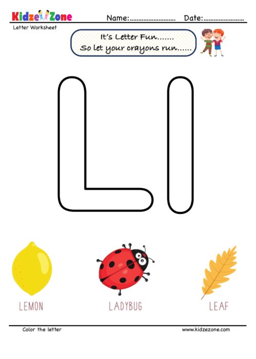 Letter L Coloring Worksheet - KidzeZone