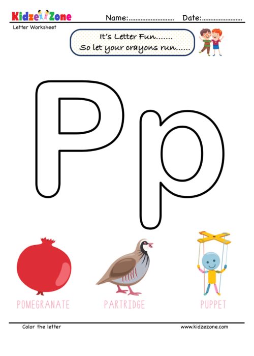 Letter P Coloring Worksheet - KidzeZone
